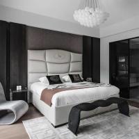 China Italian Bed Room Furniture Tall Headboard Bedroom Set Furniture Bed Sets Luxury Bedroom king Size Bed for sale