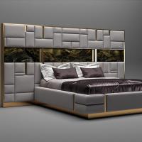 China Unique Storage Rack Leather Very Big Headboard Bed Set Modern Luxury Master Bedroom Furniture Huge Bed With Led Light for sale