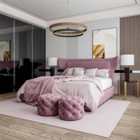 China Hot Sale Italian Modern Style Fabric Comfortable Furniture Bedroom King Size Double Bed for sale