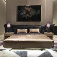 China Luxury Modern Italian 1.8*2 Custom Size Queen King Double Bed Up-Holstered with Metal Frame Fabric Leather for Villa Home House for sale
