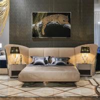 China Luxury Modern Italian 1.8*2 Custom Size Queen King Double Bed Up-Holstered with Metal Frame Fabric Leather for Villa Home House for sale