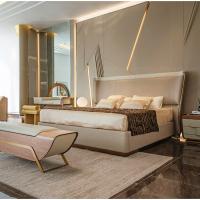 China Hotel Apartment Bedroom Sets Luxury Queen King Size Bed Modern Italian Leather Soft Double Bed Design for sale