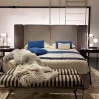 China Luxury High Quality Modern King Size Fabric Bed for Villa Home Customization for sale