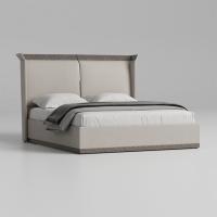 China Modern New Design Brown Wooden Double Beige Velvet Leather Bed Room Suite Modern Luxury Home Furniture King Size Bed Design for sale