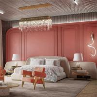 China High Quality Luxury Queen king Size Unique Curved Bed Frame Italian Design Unique Creative Bed for sale