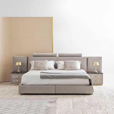 China Factory Custom Luxury Modern Full Grey Bed Room Wooden Frame Furnitures Bedroom Set for sale