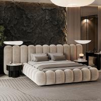 China MOYI Designer Bedroom Bed Upholstered Double Minimalist Fabric Bed Queen Size Bed Frame Modern BED for sale