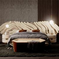 China Latest Design Other Bed Custom Made Villa Master Room Super king Bed Royal Nubuck Luxury king Bed Bedroom Sets for sale