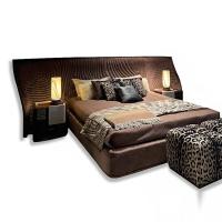 China Latest Design Bedroom Furniture Big Headboard Velvet Fabric Bed Unique Shape Modern Luxury Double Bed with Storage Bedroom Set for sale