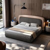 China Italian New Design High-end King Size Soft Comfortable Modern Fabric Upholstered Plush Back Luxury Bedroom Bed for sale