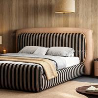 China Italian New Design High-end King Size Soft Comfortable Modern Fabric Upholstered Plush Back Luxury Bedroom Bed for sale