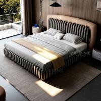 China Italian New Design High-end King Size Soft Comfortable Modern Fabric Upholstered Plush Back Luxury Bedroom Bed for sale