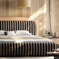 China Italian New Design High-end King Size Soft Comfortable Modern Fabric Upholstered Plush Back Luxury Bedroom Bed for sale