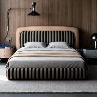 China Italian New Design High-end King Size Soft Comfortable Modern Fabric Upholstered Plush Back Luxury Bedroom Bed for sale