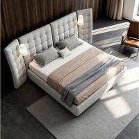 China Italian Minimalist Wide-screen High-back French Wabi-sabi Style Fabric Upholstered Angel Bed for sale