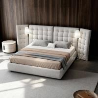 China Italian Minimalist Wide-screen High-back French Wabi-sabi Style Fabric Upholstered Angel Bed for sale