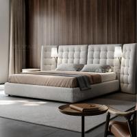 China Italian Minimalist Wide-screen High-back French Wabi-sabi Style Fabric Upholstered Angel Bed for sale