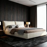 China Luxury Large Headboard king Size Upholstered Bed Frame Set Design Bedroom Furniture for sale