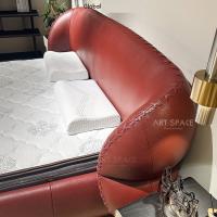 China Luxury New Design Home Orange Fabric Double Bed Villa Bedroom Creative High-end Double Bed for sale