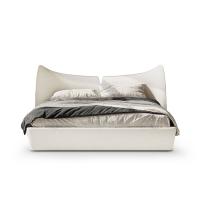 China Modern Luxury Velvet Upholstered Bed with Warm Orange Headboard Stylish Bed for Bedroom Hotel Resort for sale