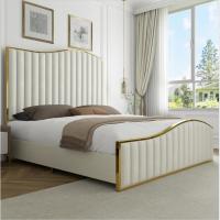 China Sleeping Modern Design Queen King Size Velvet Upholstered Platform Bed for sale