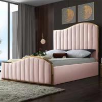 China Sleeping Modern Design Queen King Size Velvet Upholstered Platform Bed for sale