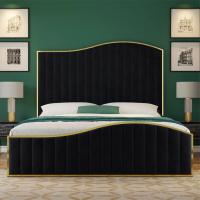 China Sleeping Modern Design Queen King Size Velvet Upholstered Platform Bed for sale