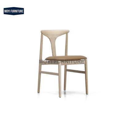 China French Design Home Furniture Black Ash Frame High Backrest Leather Seat Dining Wooden Chairs for Restaurant for sale