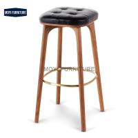 China MOYI Bar Chair Solid Wood Luxury American Retro Leisure bar Chair Nordic Hotel Modern Metal High Stool Front Desk Chair for sale