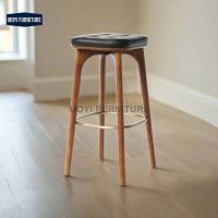 China MOYI Bar Chair Solid Wood Luxury American Retro Leisure bar Chair Nordic Hotel Modern Metal High Stool Front Desk Chair for sale