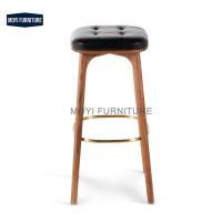 China MOYI Bar Chair Solid Wood Luxury American Retro Leisure bar Chair Nordic Hotel Modern Metal High Stool Front Desk Chair for sale