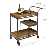 China MOYI Customized Iron and Wood Trolley Quality Wooden Cart with Wheels for Hotels and Bars for sale