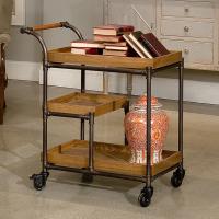 China MOYI Customized Iron and Wood Trolley Quality Wooden Cart with Wheels for Hotels and Bars for sale