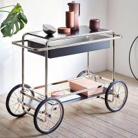 China MOYI Luxury the Drinks Nordic Serving Hotel Sausage Snacks Tea Wooden Leather Dining Kitchen Trolley for sale