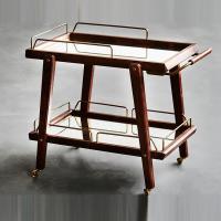 China MOYI Customized Iron and Wood TrolleyWooden Cart with Wheels for Hotels for sale