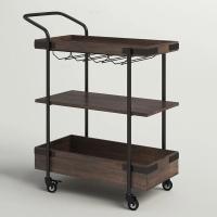 China MOYI  Iron Trolley Quality Wooden Cart with Wheels for Hotels and Bars for sale