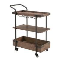 China MOYI  Iron Trolley Quality Wooden Cart with Wheels for Hotels and Bars for sale