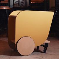 China MOYI Customized Iron and Wood Trolley Wooden Cart with Wheels for Hotels and Bars for sale