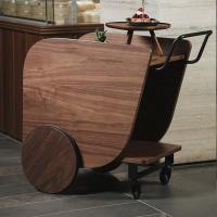 China MOYI Customized Iron and Wood Trolley Wooden Cart with Wheels for Hotels and Bars for sale