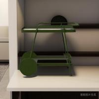 China MOYI Customized Iron Trolley Quality Wooden Cart with Wheels for Hotels and Bars for sale