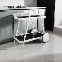China MOYI Customized Iron Trolley Quality Wooden Cart with Wheels for Hotels and Bars for sale