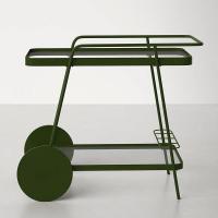 China MOYI Customized Iron Trolley Quality Wooden Cart with Wheels for Hotels and Bars for sale