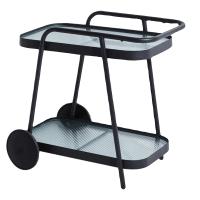 China MOYI Customized Iron Trolley Quality Wooden Cart with Wheels for Hotels and Bars for sale
