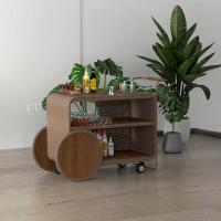 China MOYI Iron Trolley Wooden Cart with Wheels for Hotels and Bars for sale