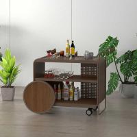China MOYI Iron Trolley Wooden Cart with Wheels for Hotels and Bars for sale