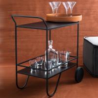 China MOYI Customized Iron Trolley Quality Wooden Cart with Wheels for Hotels for sale