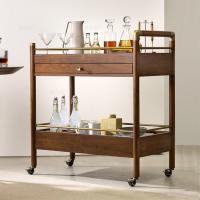 China MOYI Design Customize Shape Wooden Slave Food Serving Cart Iron Metal Frame Black Finished Potable Food Serving Trolley for sale