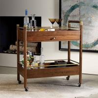 China MOYI Design Customize Shape Wooden Slave Food Serving Cart Iron Metal Frame Black Finished Potable Food Serving Trolley for sale