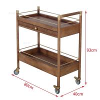 China MOYI Design Customize Shape Wooden Slave Food Serving Cart Iron Metal Frame Black Finished Potable Food Serving Trolley for sale