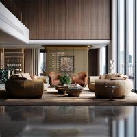China Modern Creative Conch Sofa Leather High-End Luxury Curved Design Extendable for Villa Living Room or Apartment for sale